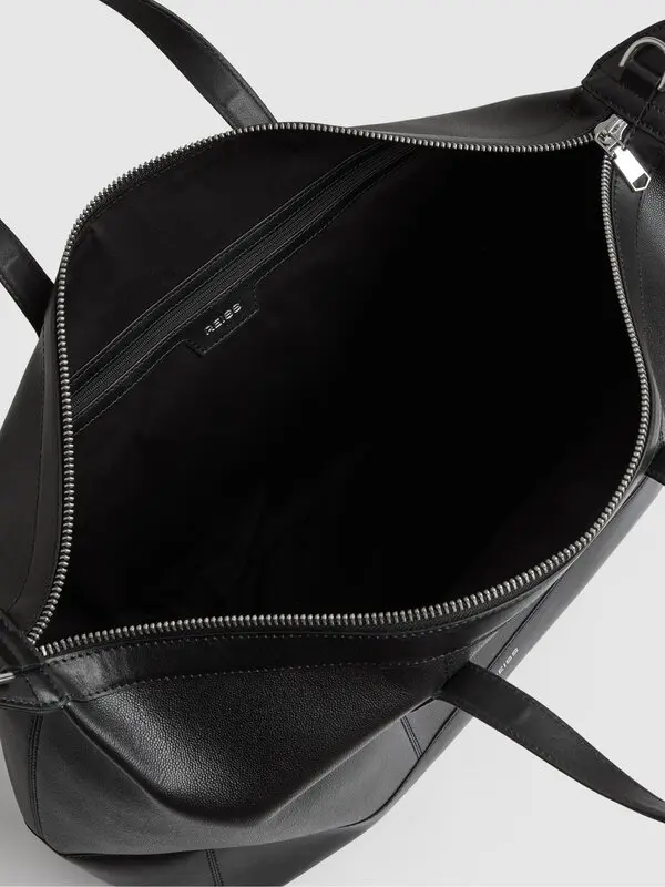 REISS Casey Micro-grain Leather Holdall