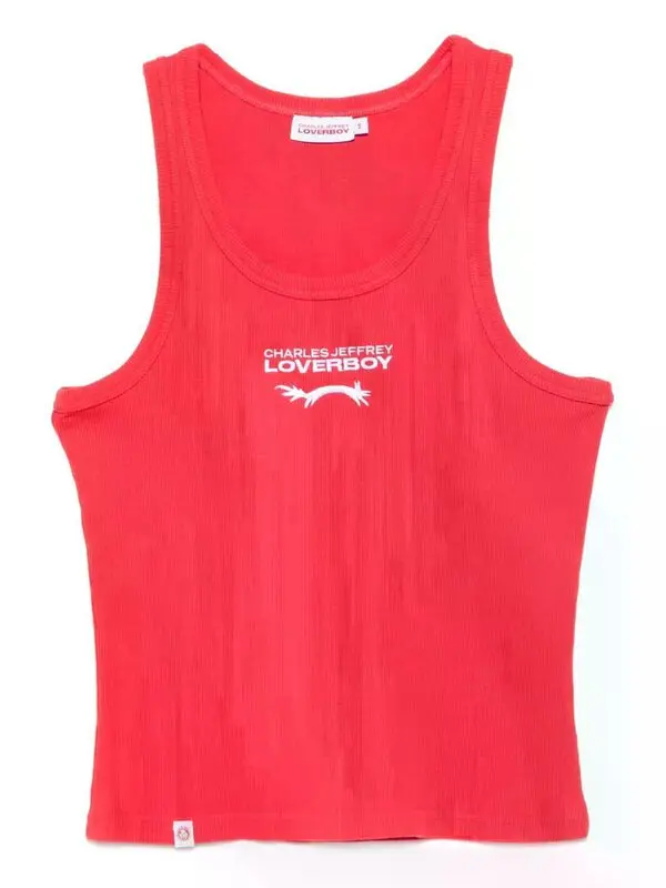 CHARLES JEFFREY Logo Ribbed Tank Top