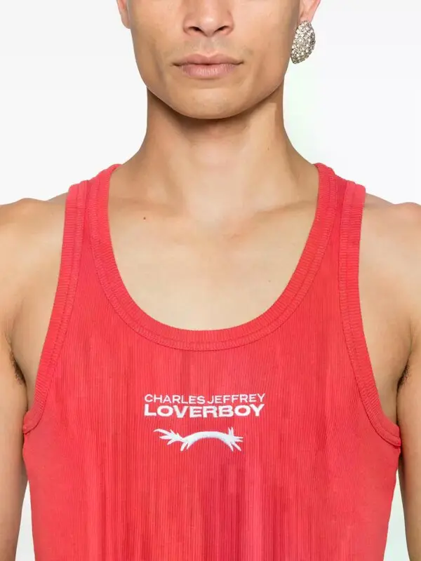 CHARLES JEFFREY Logo Ribbed Tank Top