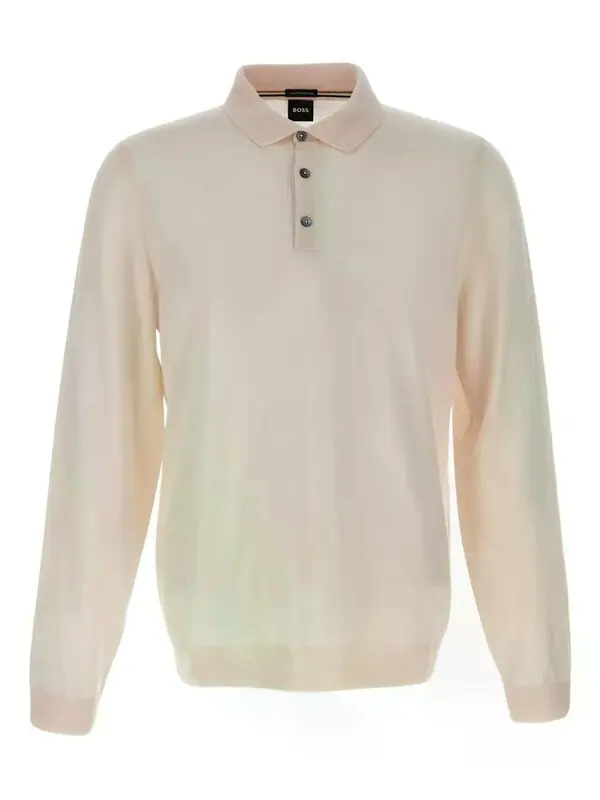 BOSS Long-sleeve Three-button Polo Shirt - 131 White