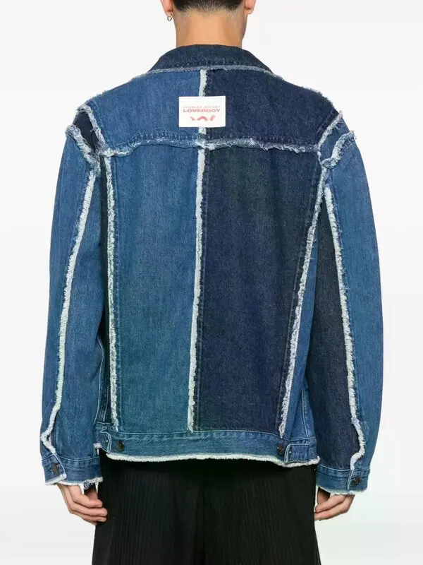 CHARLES JEFFREY Frayed Patchwork Denim Jacket