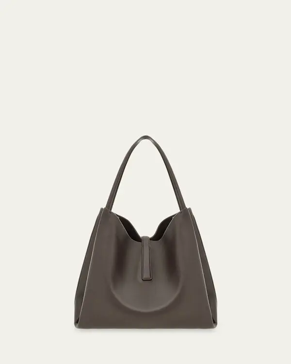 FERRAGAMO Medium Leather Tote Bag - Concrete