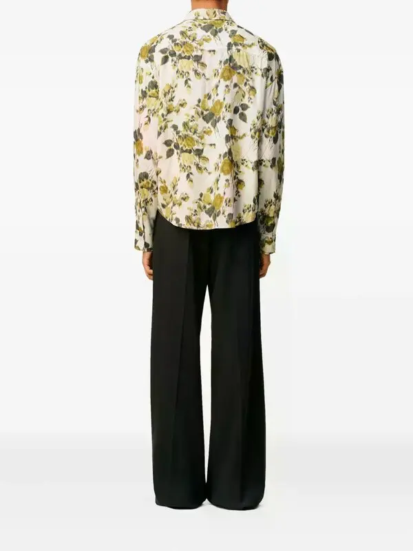 Ami Flower-Print Boxy Shirt In Neutrals - 65% Off | Editorialist