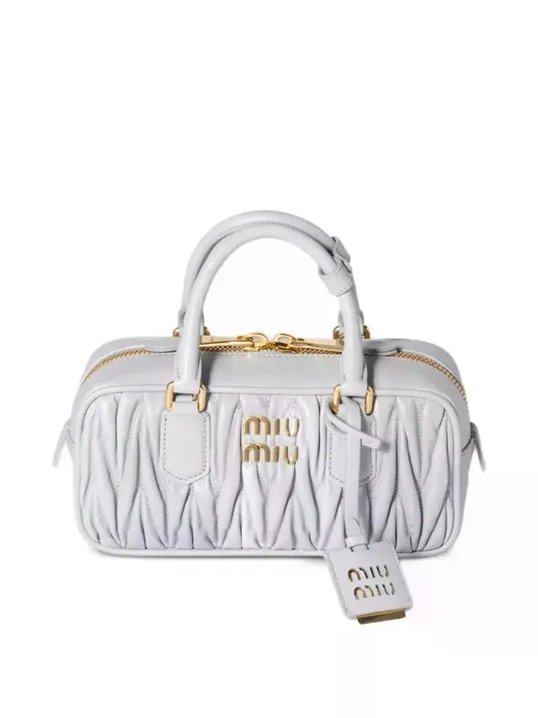 Miu Miu Arcadie Matelassé Leather Tote Bag - Grey