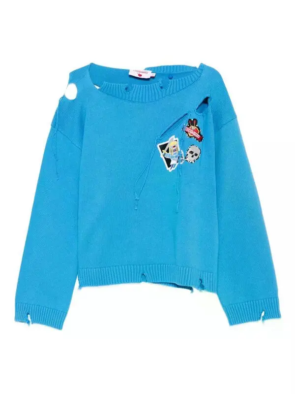 CHARLES JEFFREY Patch-detail Distressed Sweater