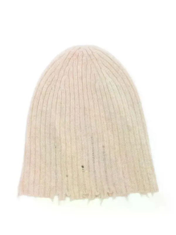 UMA WANG Ribbed Frayed Beanie - Neutrals