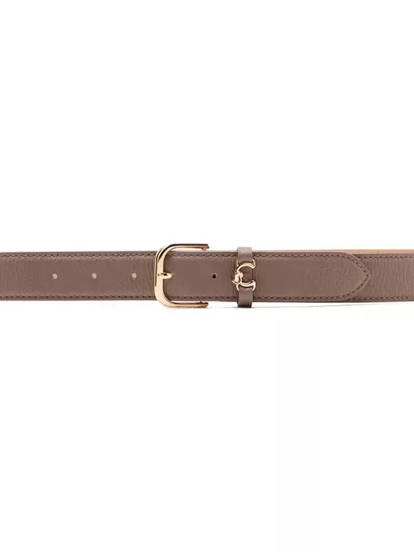 COCCINELLE Metal Loop Leather Buckle Belt