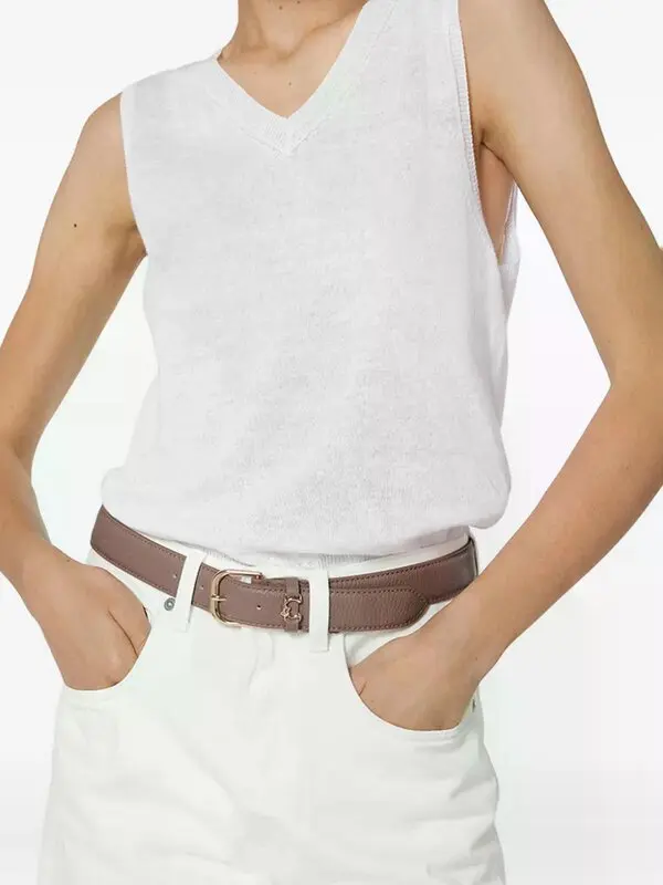 COCCINELLE Metal Loop Leather Buckle Belt