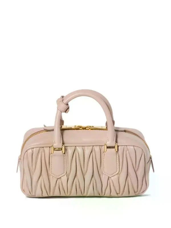 Miu Miu Arcadie Matelassé Leather Top Handle Bag - Pink
