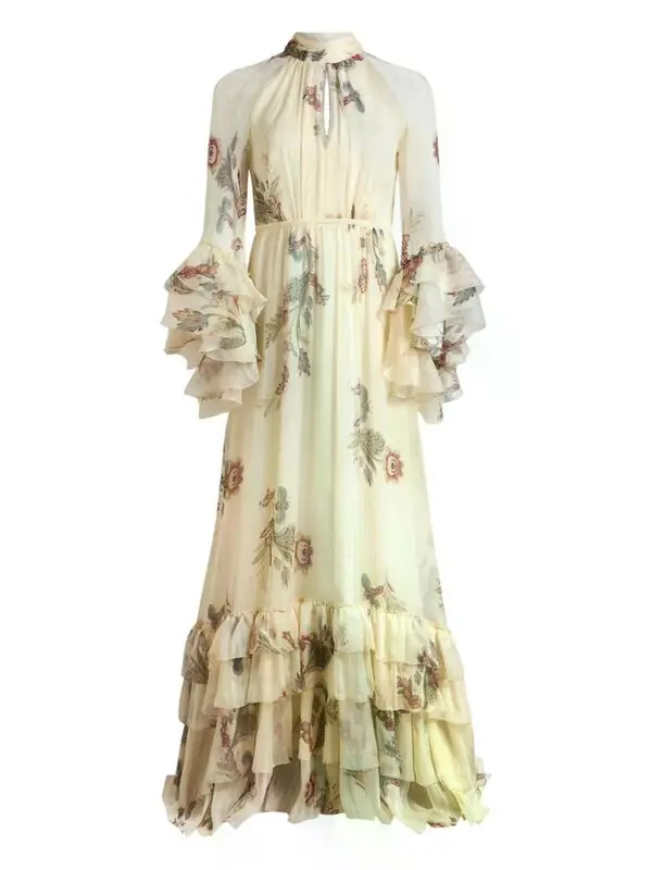 Etro Floral Ruffled Silk Dress