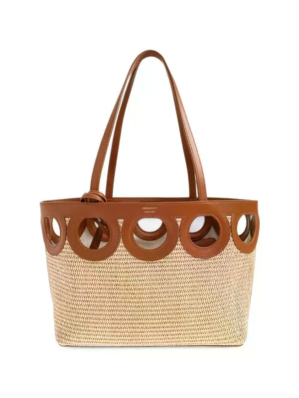 FERRAGAMO Open-top Cut-out Tote Bag - Brown