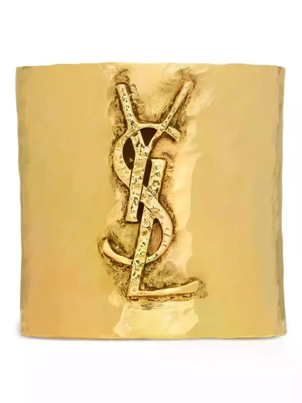 Saint Laurent Cassandre Logo Hammered Cuff - Metallic