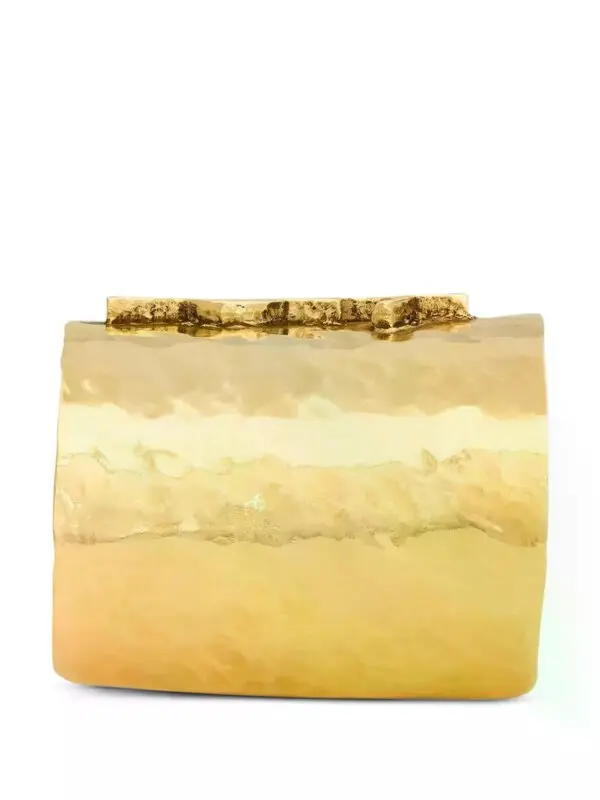 Saint Laurent Cassandre Logo Hammered Cuff - Metallic