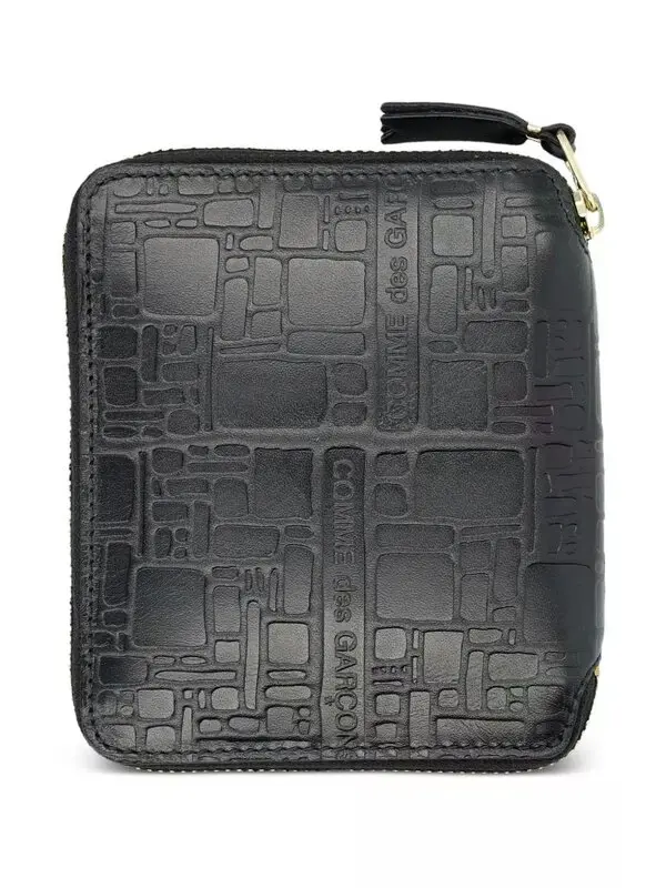 Comme Des Garçons Zip-around Embossed Leather Wallet - Black