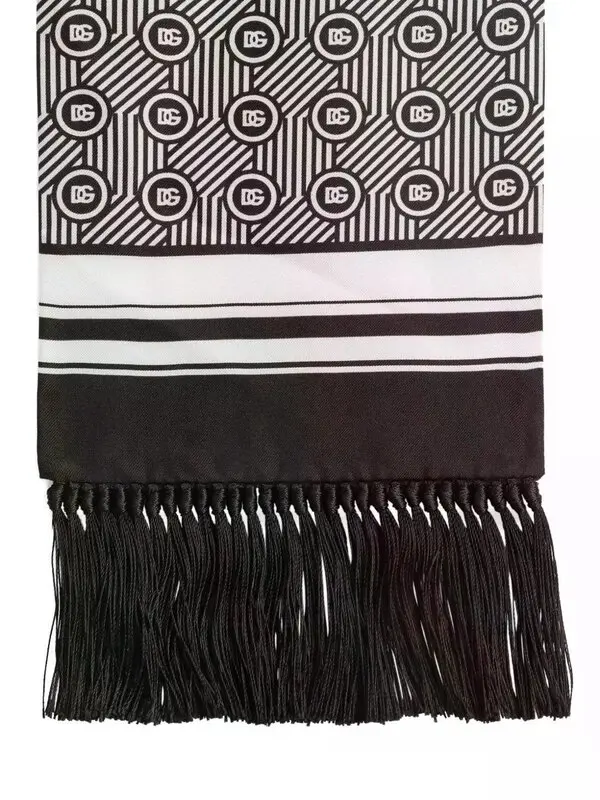 Dolce & Gabbana Geometric-pattern Fringed Scarf - Black