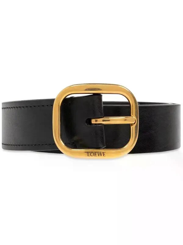 Loewe Logo-engraved Leather Belt - Black