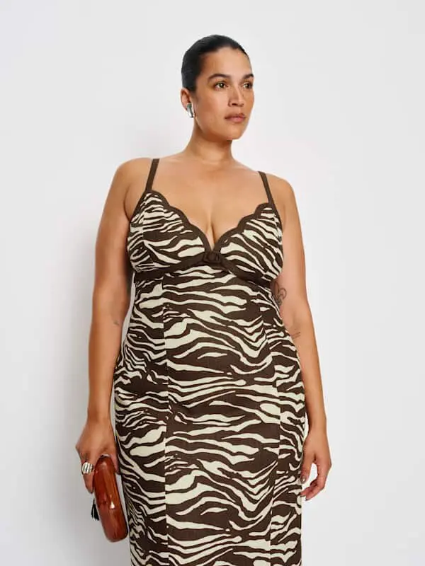 REFORMATION Sara Linen Midi Dress - Brown