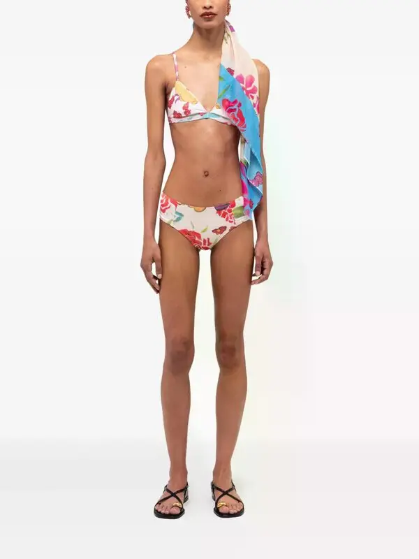 DONDE ESTEBAN Floral Print Triangle Bikini Top