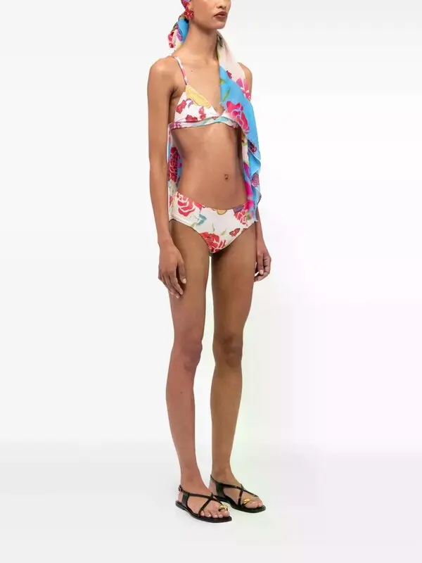 DONDE ESTEBAN Floral Print Triangle Bikini Top