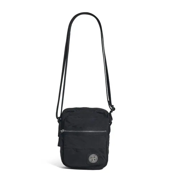 Stone Island Coated-nylon Cross-body Bag With Logo - Black