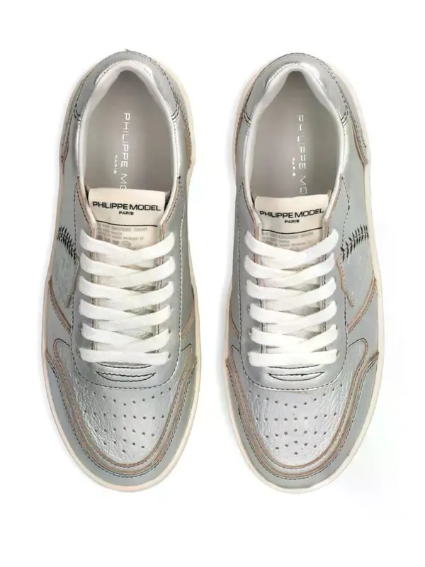Philippe Model Leather Baseball-stitch Sneakers - Grey