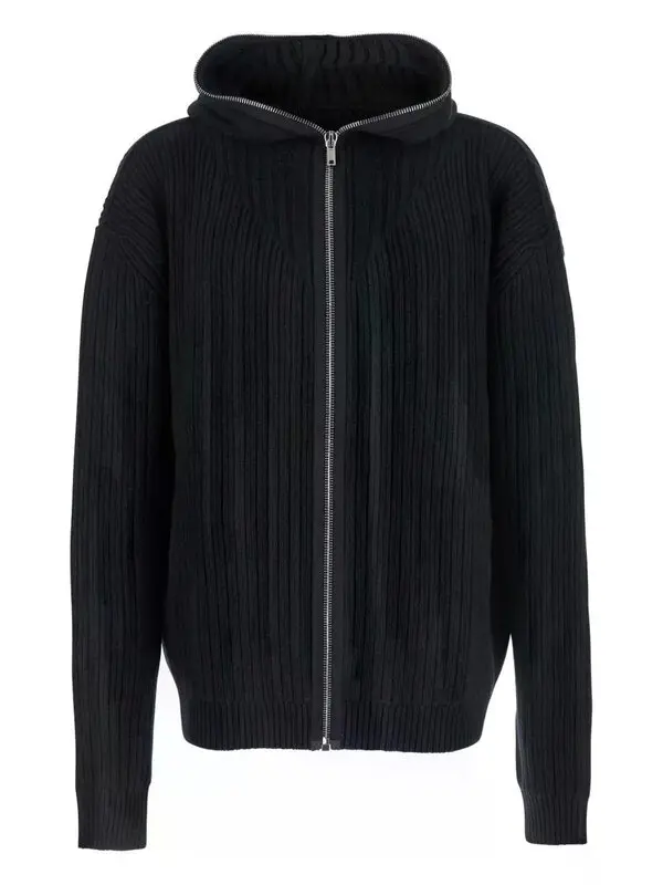 Rick Owens Ribbed Zip-front Hoodie - Black