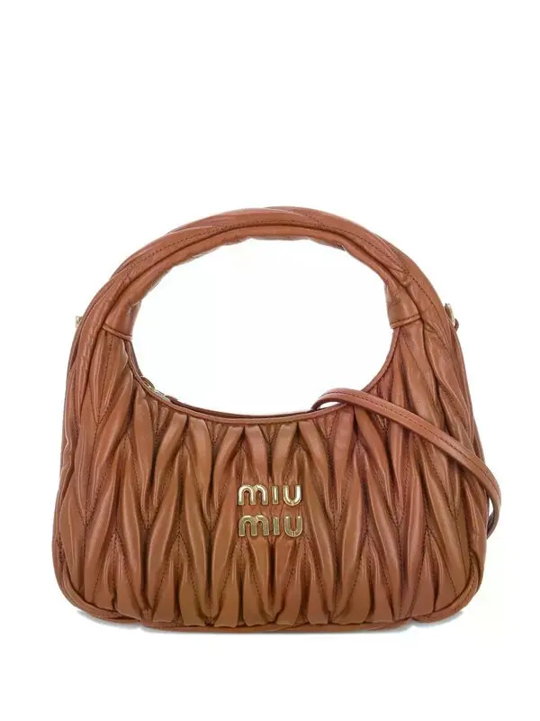Miu Miu Matelassé Nappa Leather Tote Bag - Brown