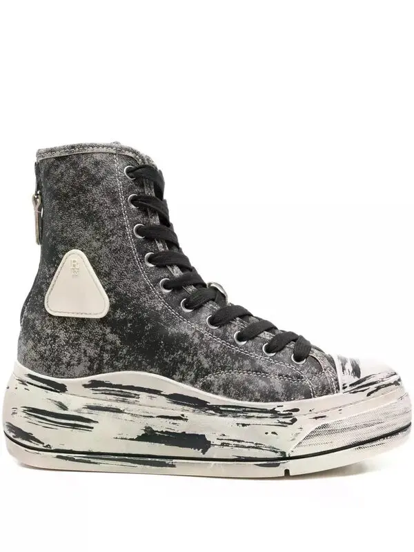 R13 Kurt Distressed Zip Sneakers