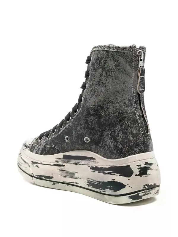 R13 Kurt Distressed Zip Sneakers
