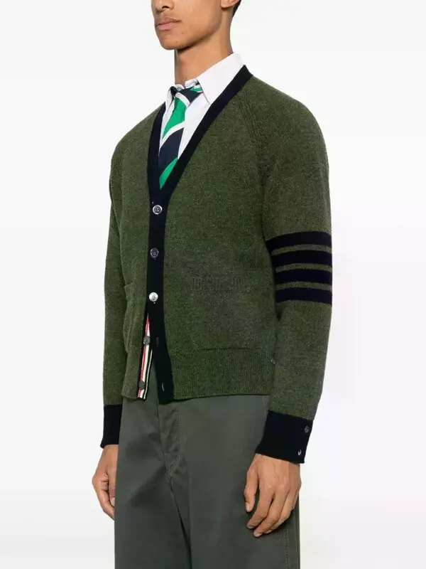Thom Browne 4-bar V-neck Wool Cardigan