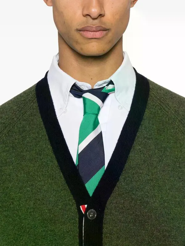 Thom Browne 4-bar V-neck Wool Cardigan