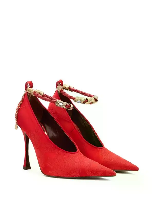 Roberto Cavalli Jacquard Jewel-strap Pumps - Red