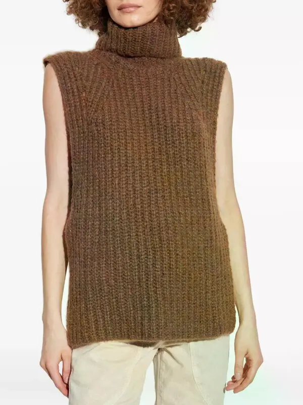 Isabel Marant Étoile Ribbed Turtleneck Sleeveless Vest - Brown
