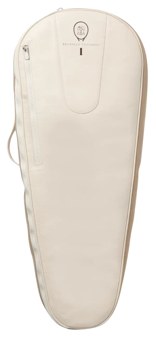 Brunello Cucinelli Leather And Mesh Tennis Racket Bag - Ivory