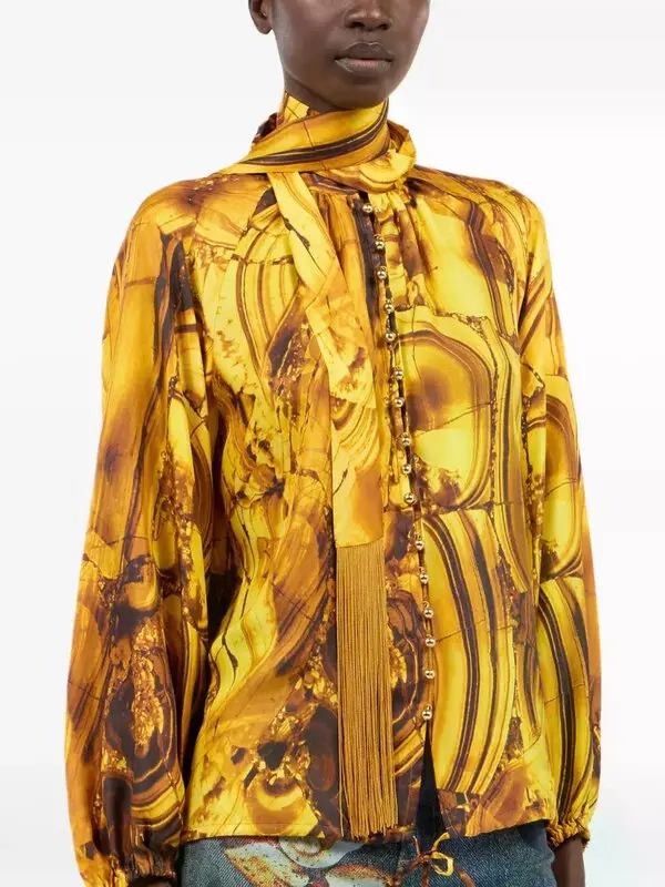 Roberto Cavalli Scarf-detail Button Down Blouse