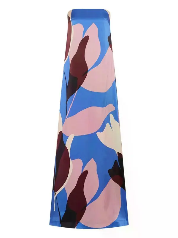 Rebecca Vallance Mika Abstract-print Strapless Maxi Dress - Blue