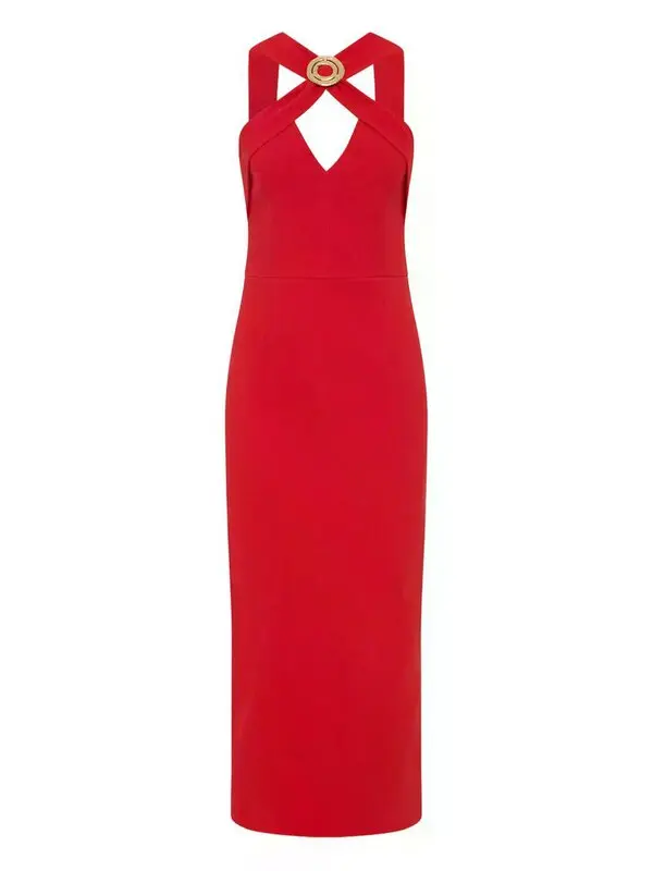 Rebecca Vallance Cameron Cross-neck Midi Dress