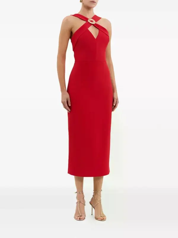 Rebecca Vallance Cameron Cross-neck Midi Dress