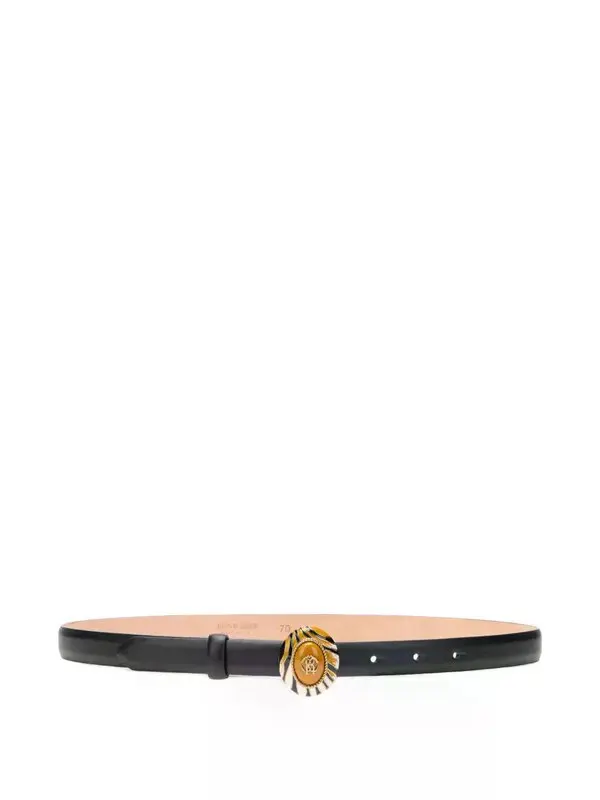 Roberto Cavalli Striped Embellished Leather Belt - Black