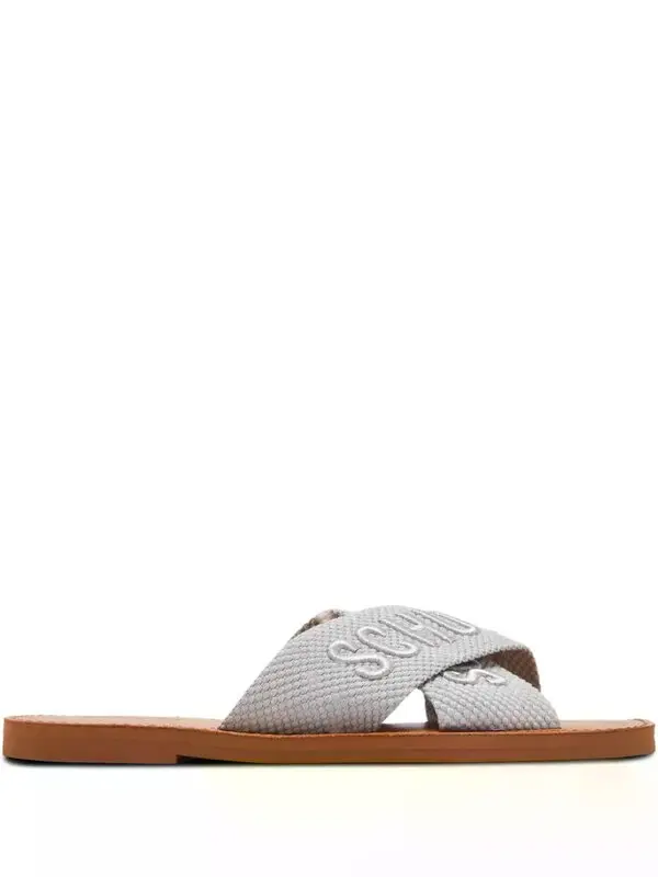 Schutz Cross-strap Logo Sandals - Grey
