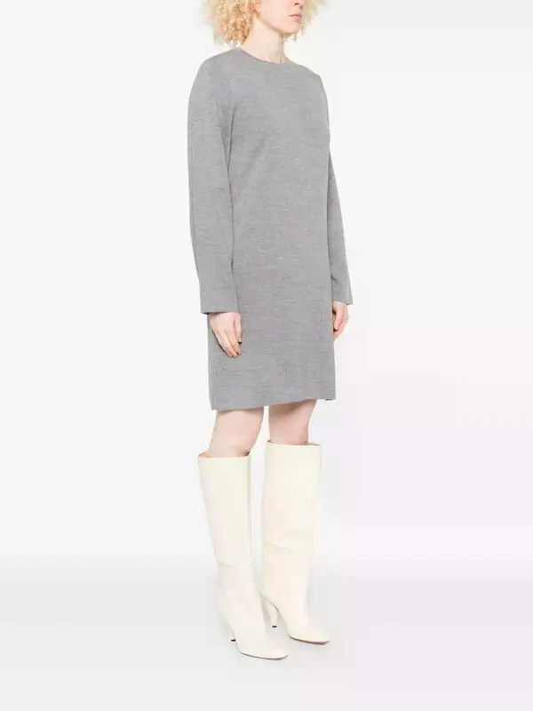 Fabiana Filippi Crew-neck Wool Midi Dress - Grey