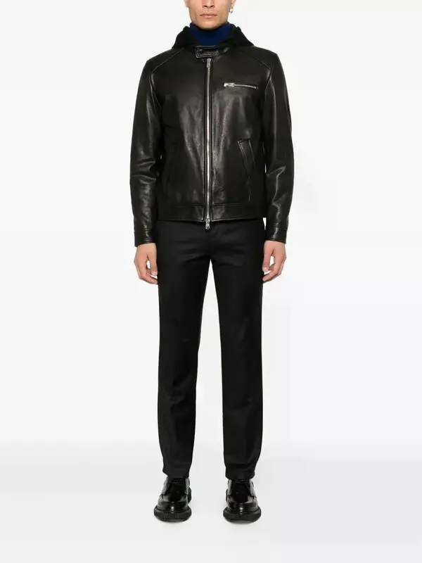 DONDUP Hooded Leather Jacket