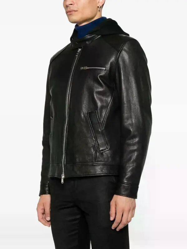 DONDUP Hooded Leather Jacket