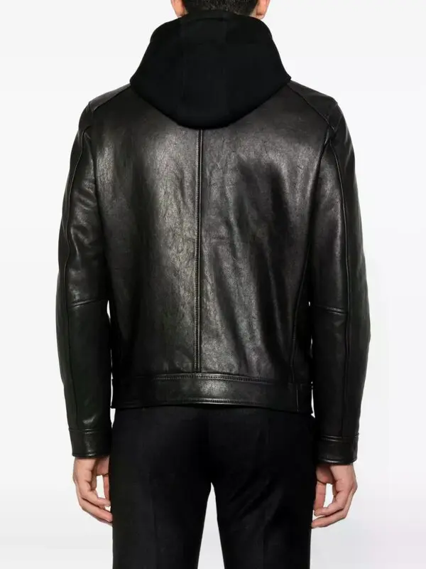 DONDUP Hooded Leather Jacket