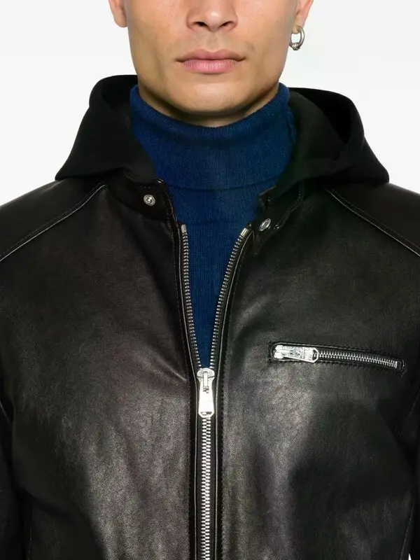 DONDUP Hooded Leather Jacket