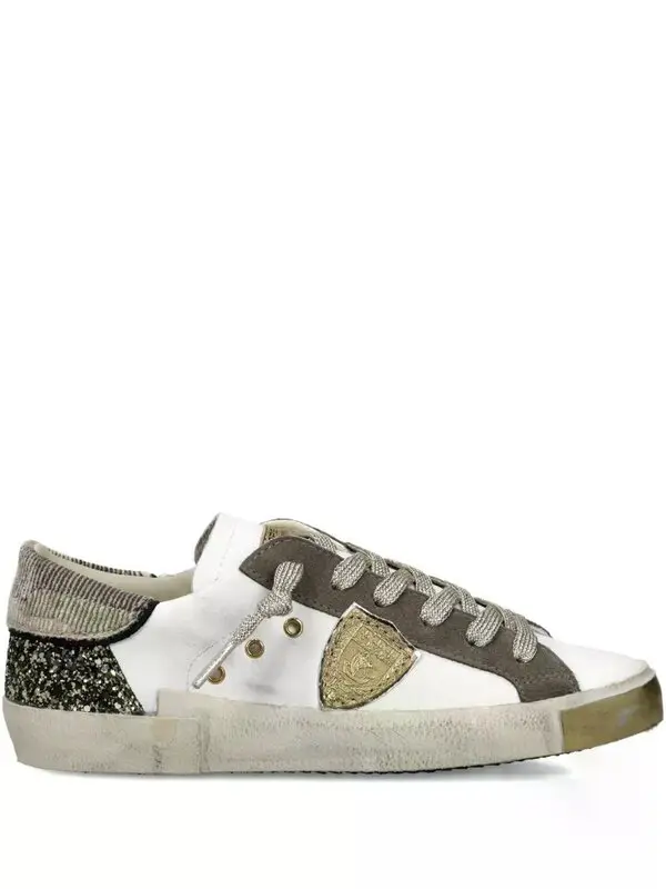 Philippe Model Distressed Leather Sneakers - White