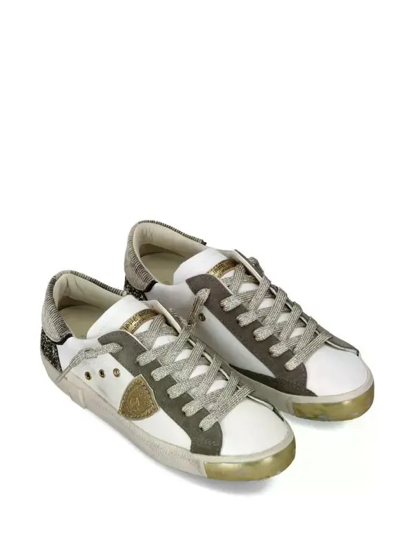 Philippe Model Distressed Leather Sneakers - White