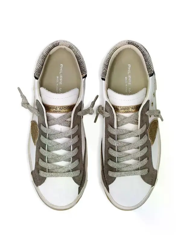 Philippe Model Distressed Leather Sneakers - White