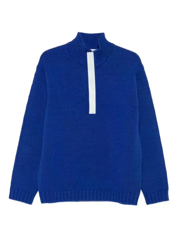 Stone Island High-neck Zip-front Wool Sweater