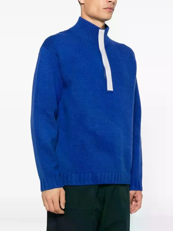 Stone Island High-neck Zip-front Wool Sweater